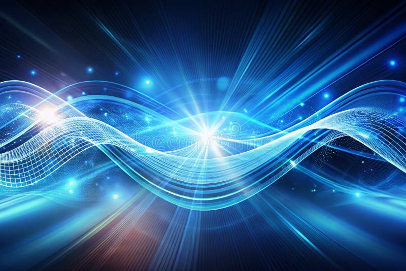 Abstract Wave Technology Background Blue Light Digital Effect Stock ...