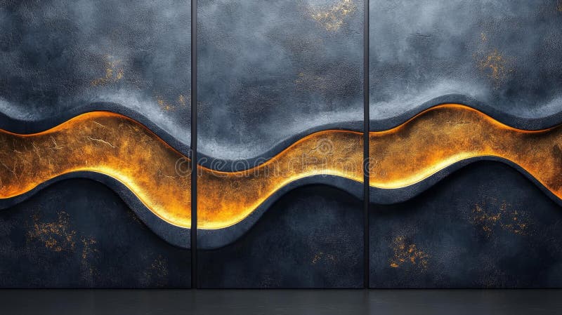 Abstract Wave Texture with Gold Accent Generative AI Stock Illustration ...