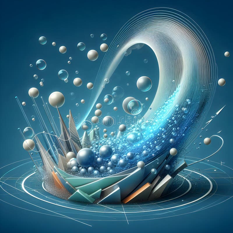 Abstract Wave Transforming Data into Spheres and Bubbles on Blue ...