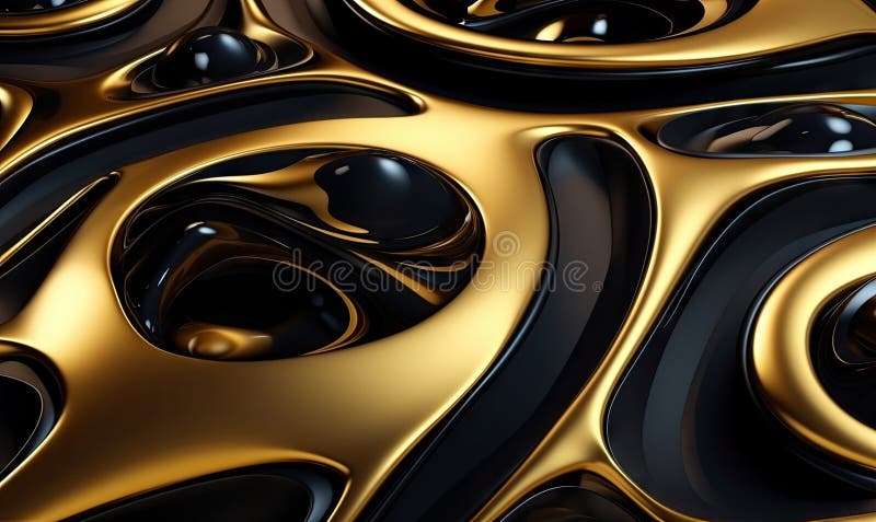 Abstract Wave Wallpaper. Creative Gold and Black Background. Created ...