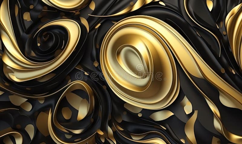 Abstract Wave Wallpaper. Creative Gold and Black Background. Created ...