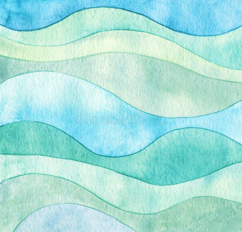Abstract Wave Watercolor Painted Background. Paper Texture Stock Image ...
