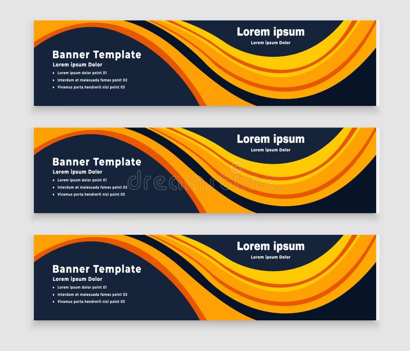 Abstract Wave Web Banner Template with Three Color Options, Vector ...