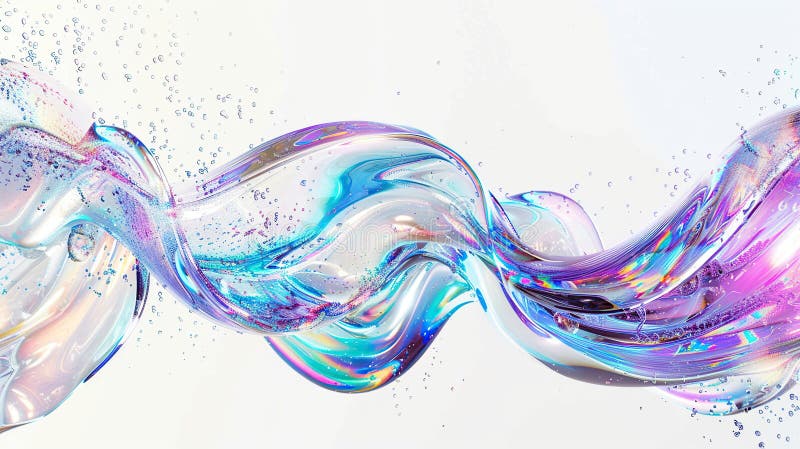 Abstract Wave on a White Background. Beautiful Particle Movement.Water ...