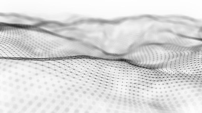 Abstract Wave in White Background. Wave of Particles. 3d Rendering ...