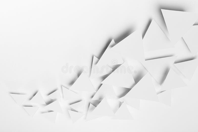 Abstract Wave or White Paper Triangles Flying in Bright Light with Soft ...