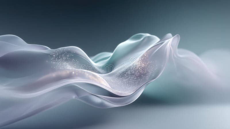 Abstract Waveform of Flowing Translucent Fabric with Sparkling ...