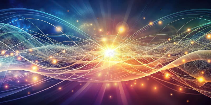 Abstract Waveform Illumination Energetic Light Trails and Glowing ...