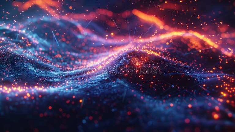 Abstract Waveform Particle Stream, Futuristic Technology Background ...