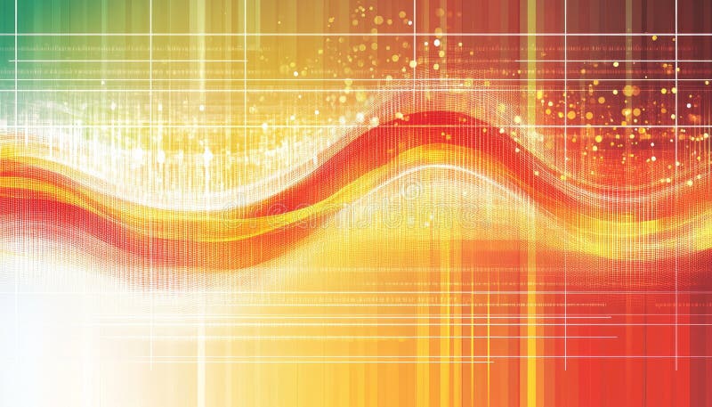 Abstract Waveform, Red, Yellow and Green Bright Background with Shining ...
