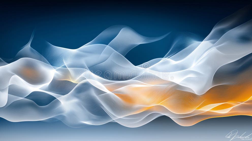 Abstract Waveforms in Blue and Orange Stock Image - Image of flowing ...