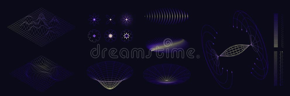 Abstract Waveforms, Geometric Patterns, and Physics-based Wireframe ...