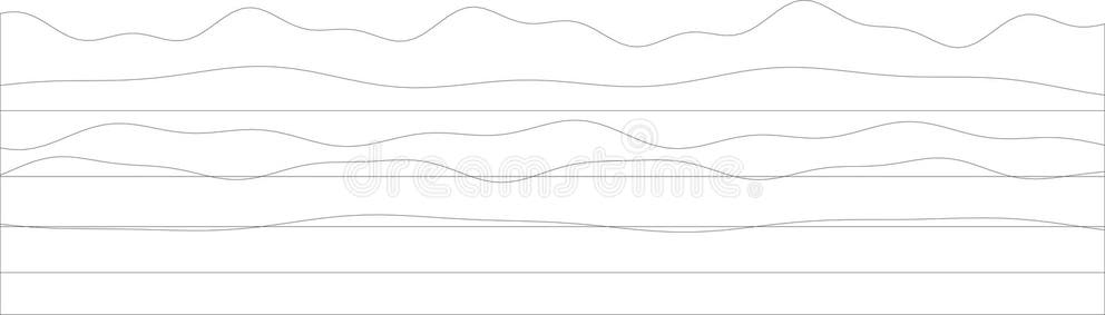 Abstract Waveforms and Line Patterns on White Background Stock ...