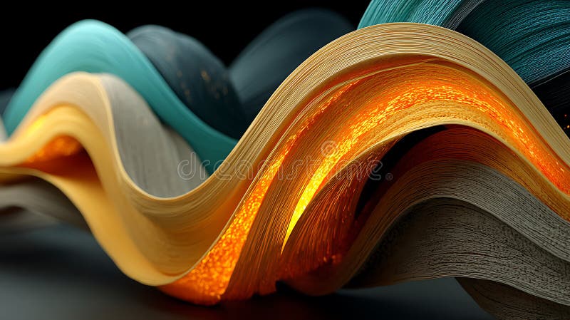 Abstract Waves Background with Golden Light Layered Textures for Modern ...