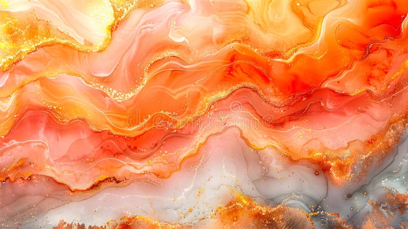 Abstract Waves Background Illustration - Gray, Red, Yellow and Gold ...