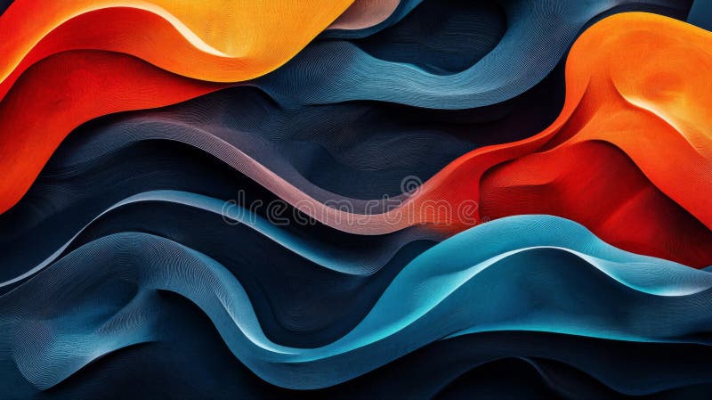 Abstract Waves Background with Red Orange and Blue Color Palette Stock ...
