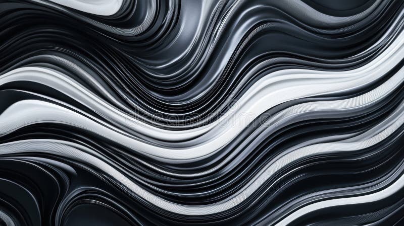 Abstract Waves of Black and White Flowing Patterns Create Depth Stock ...