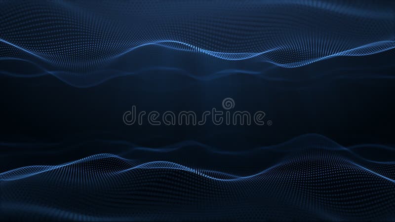 Abstract Waves of Blue Color on Dark Background. Semetric Space of Blue ...