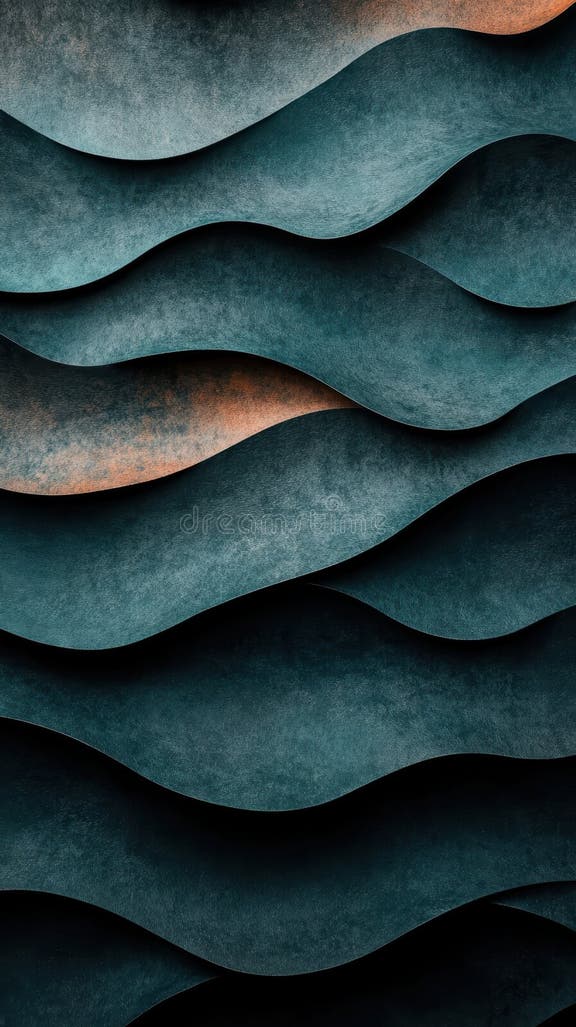 Abstract Waves of Blue and Copper Layers Creating a Dynamic Textured ...