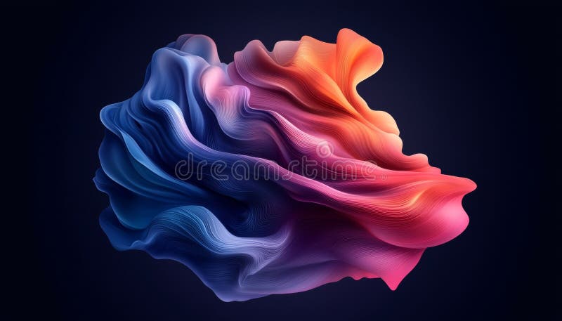 Abstract Waves of Blue, Cyan, Red, and Orange on Dark Background ...