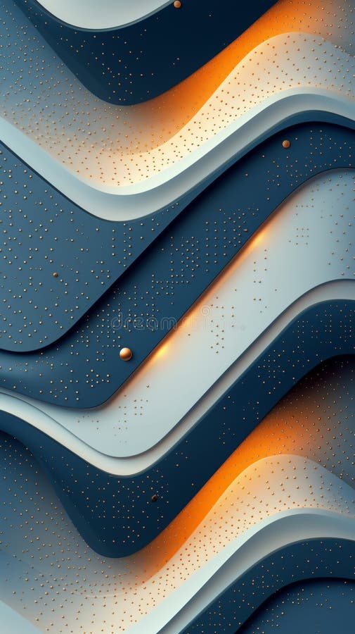 Abstract Waves in Blue and Gold Tones Create a Dynamic Visual Texture ...