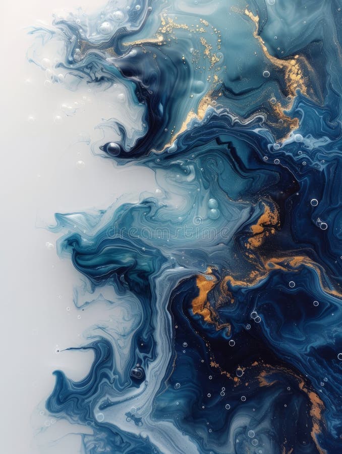 Abstract Waves of Blue and Green Fluid Art Generative AI Stock ...