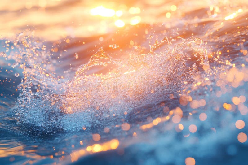 Abstract Waves of Blue Liquid Flow while Being Illuminated by Soft ...