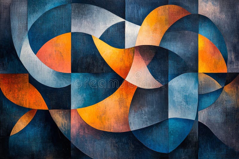 Abstract Waves in Blue and Orange Tones Showcasing Fluid Forms and ...