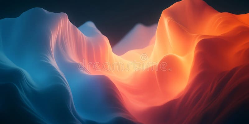 Abstract Waves, Blue and Red Gradient, Dynamic Flowing Curves ...