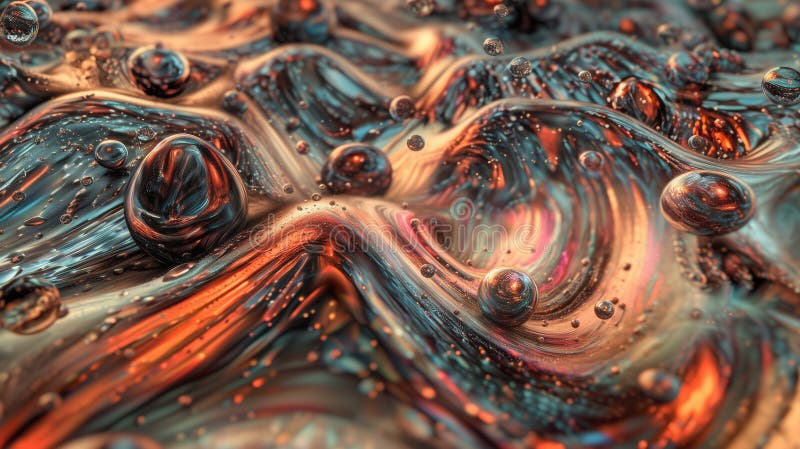 Abstract Waves with Bubbles in Rich Metallic Tones and Smooth Flowing ...