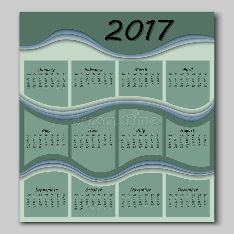 Abstract Waves Calendar 2017 Year Stock Illustration - Illustration of ...