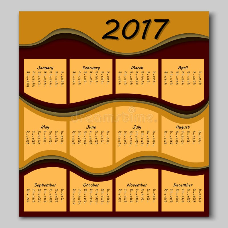 Abstract Waves Calendar 2017 Year Stock Illustration - Illustration of ...