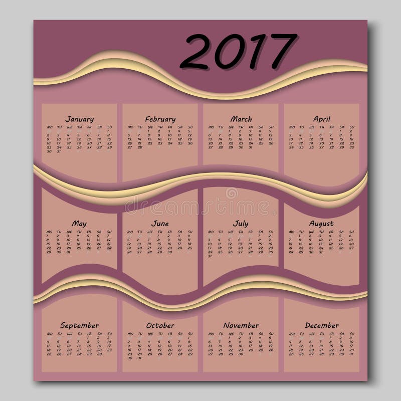 Abstract Waves Calendar 2017 Year Stock Illustration - Illustration of ...
