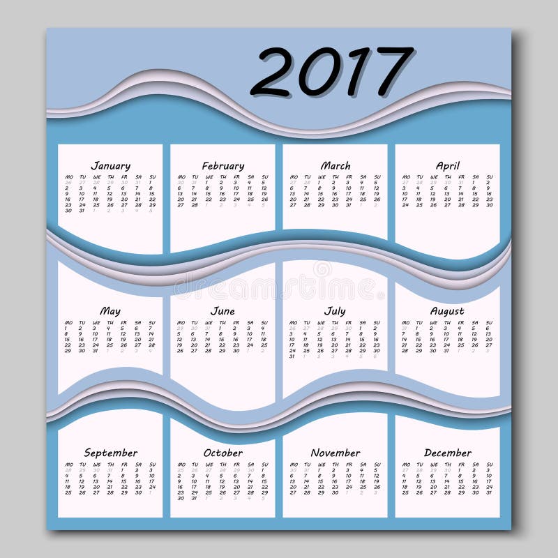 Abstract Waves Calendar 2017 Year Stock Illustration - Illustration of ...