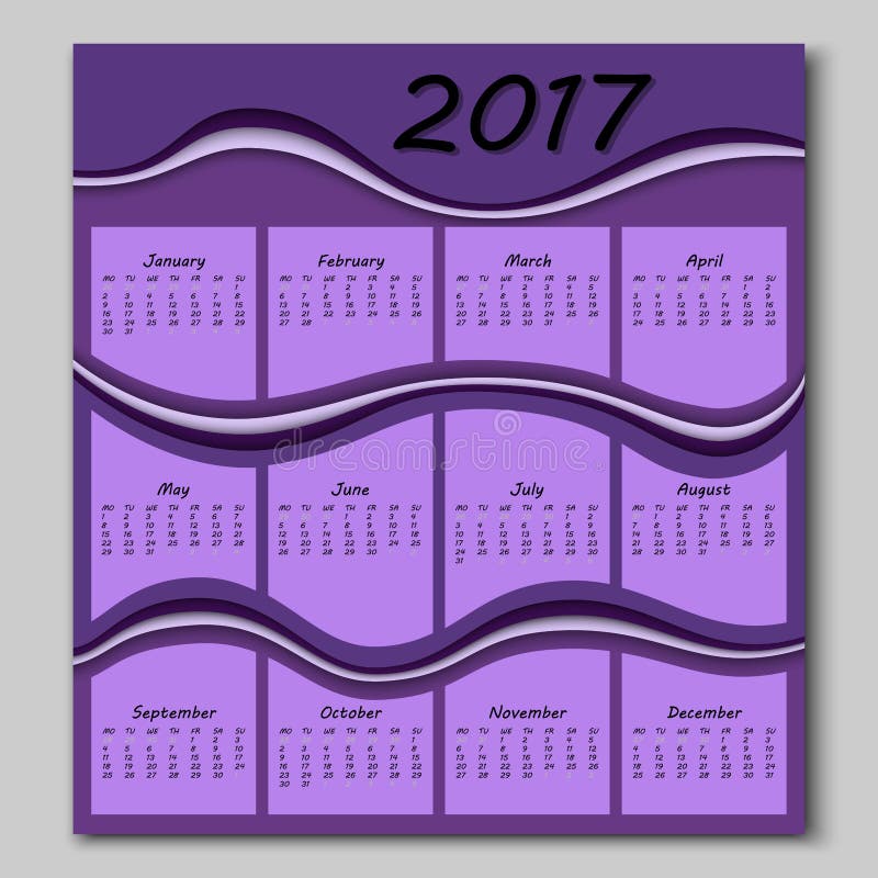 Abstract Waves Calendar 2017 Year Stock Illustration - Illustration of ...