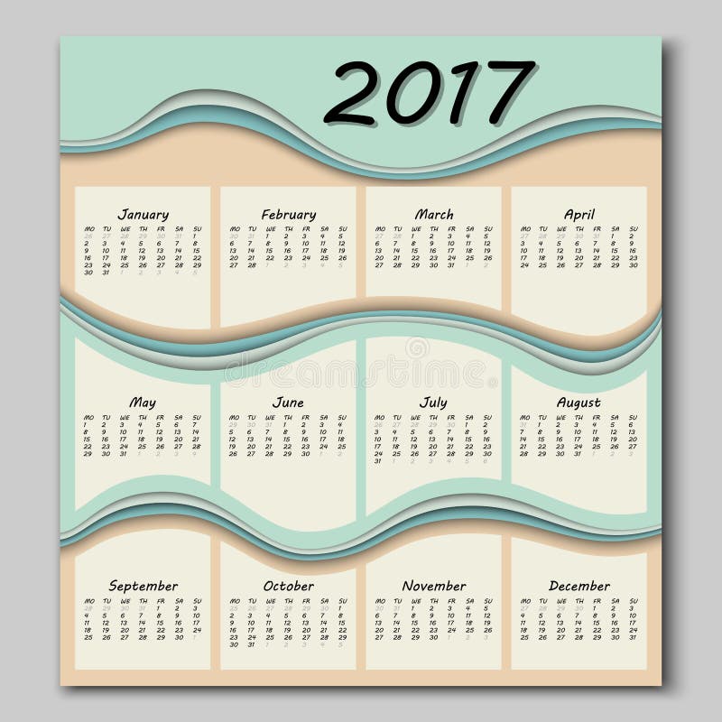 Abstract Waves Calendar 2017 Year Stock Illustration - Illustration of ...