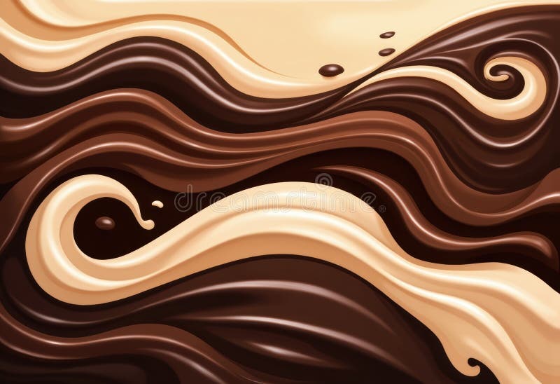 Abstract Waves of Chocolate and Cream Creating a Rich, Indulgent ...