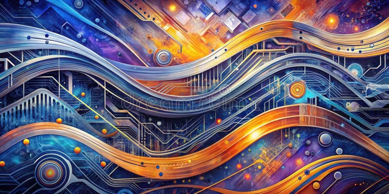 Abstract Waves of Circuitry and Technological Flow, a Vibrant Digital ...