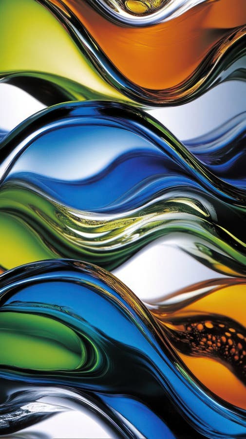 Abstract Waves Of Color Creating A Fluid Dynamic Visual Effect Stock Illustration