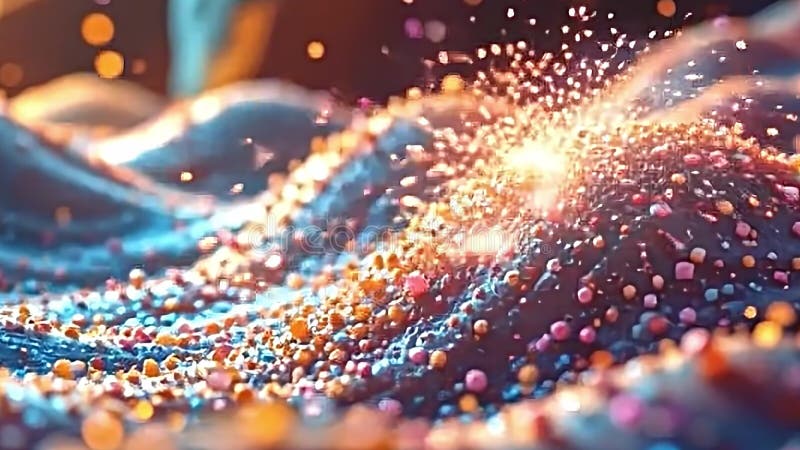 Abstract Waves of Color Flowing Harmoniously, Vibrant Particles Illuminating the Scene, Creating ...