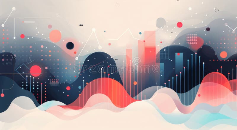 Abstract Waves of Colorful Graphs and Shapes in Digital Art Display ...