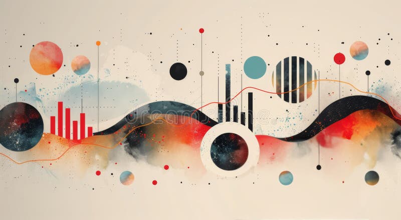 Abstract Waves of Colorful Graphs and Shapes in Digital Art Display ...