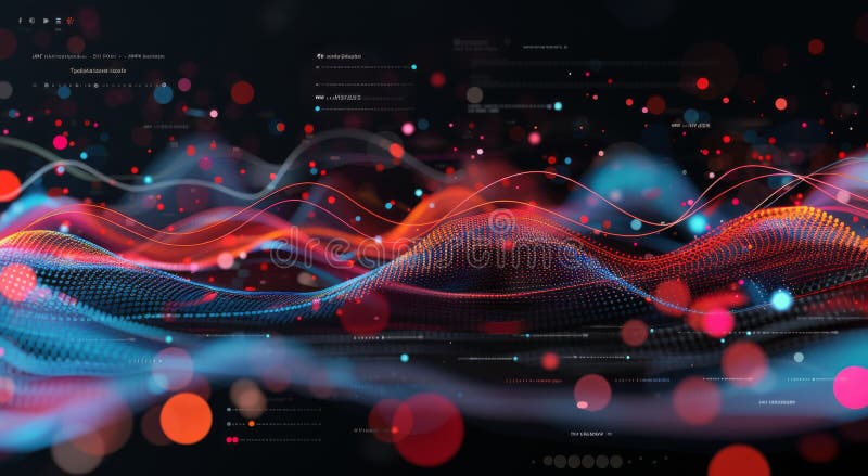 Abstract Waves of Colorful Graphs and Shapes in Digital Art Display ...