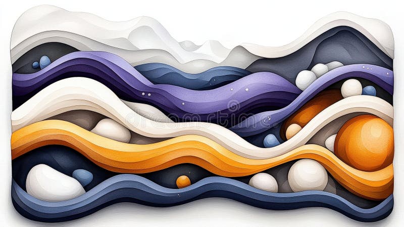 Abstract Waves of Colorful Shapes and Forms in Dynamic Layering Design ...