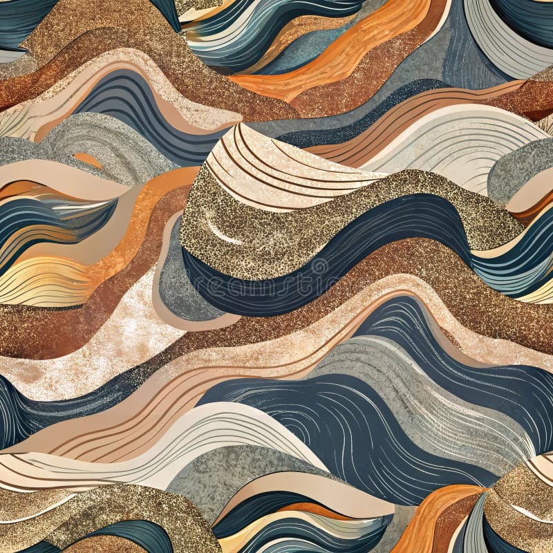 Modern Abstract Art Layered Textures Earth Tones Seamless Design Stock ...