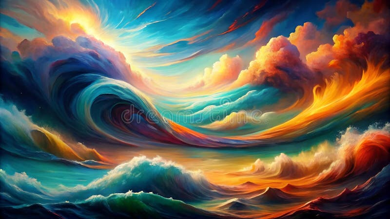 Abstract Waves of Emotion: a Study in Color and Form AI Generated Stock ...