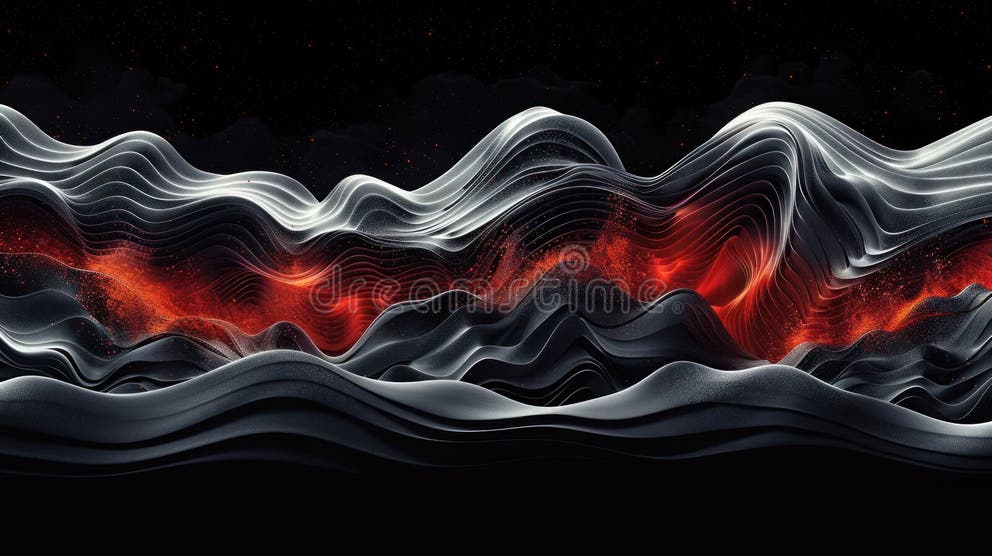 Abstract Waves with a Fiery Core, Creating a Dynamic Visual Effect ...