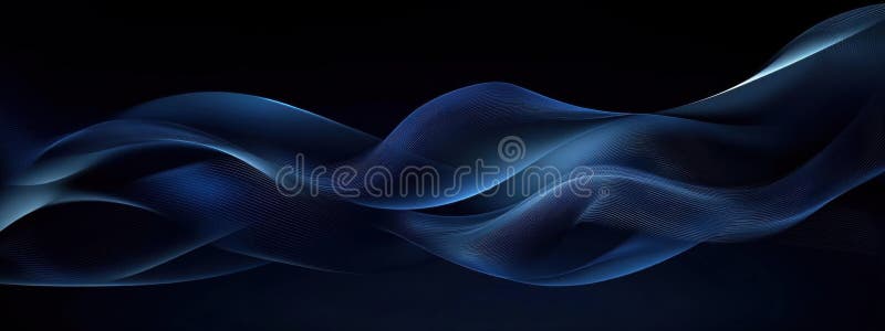 Abstract Waves Flow in Dark Blue Background and Modern Concept Theme ...