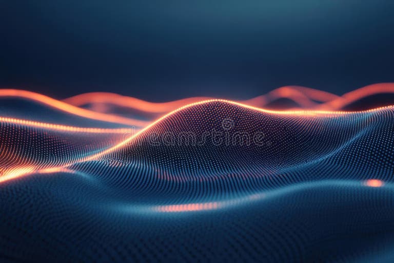 Abstract Waves Flowing with Glowing Dots, Data Stream Visual Stock ...
