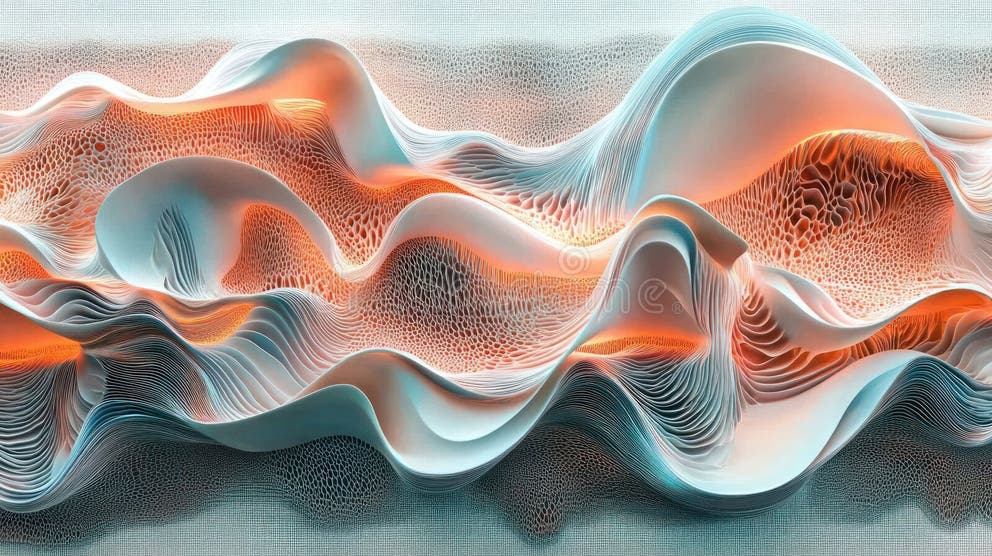 Abstract Waves with Fluid Shapes and a Blend of Colors, Creating a ...